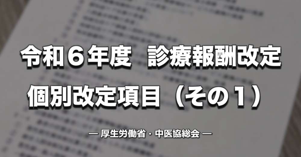 【速報】令和6年度診療報酬改定 個別改定項目（その1）｜PT-OT-ST.NET